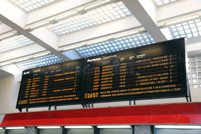 Public Transport Timetable at a Rail Station in Italy Editorial Image ...