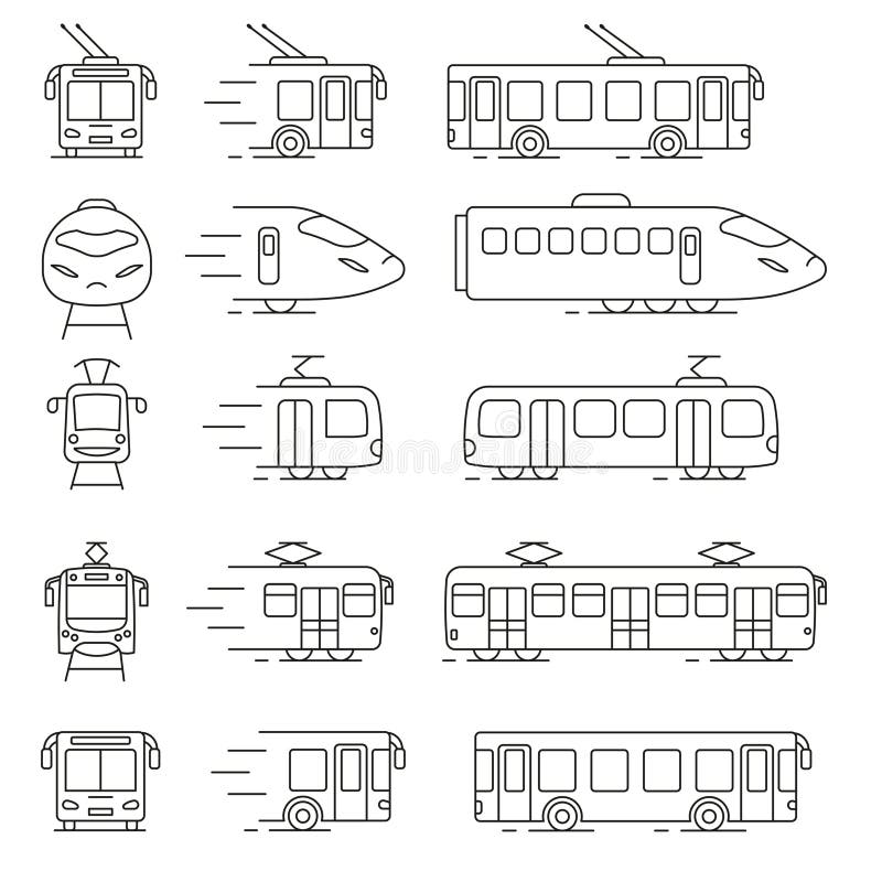 Public Transport. Vector Illustration of Public Transport. Linear ...