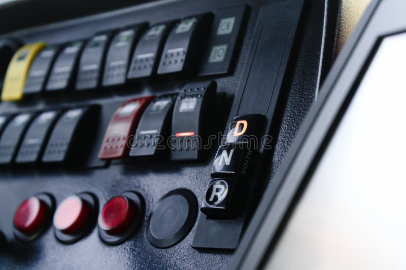Public Transport Vehicle Control Panel with Gear Shift Stock Photo ...