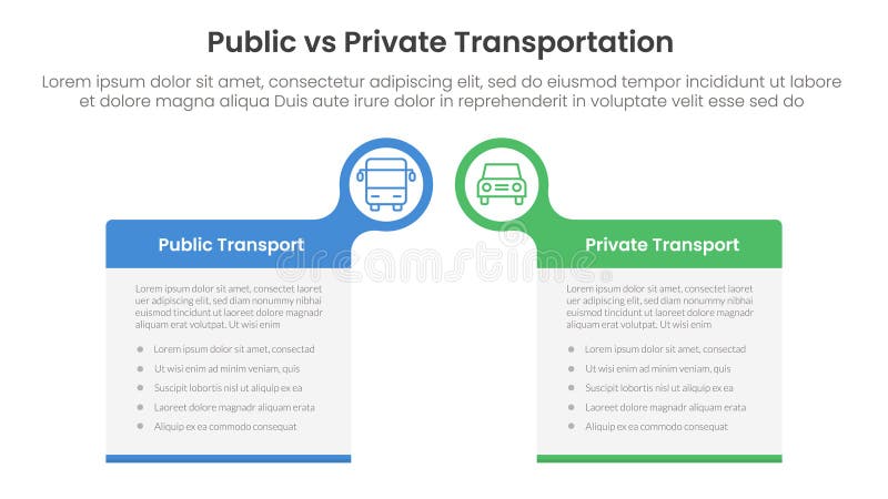 Public Transport Vs Personal Vehicle Comparison Concept for Infographic ...