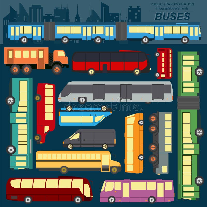Public Transportation, Buses. Set Elements Infographics Stock Vector ...