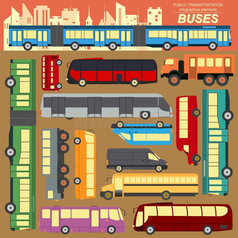 Public Transportation, Buses. Set Elements Infographics Stock Vector ...