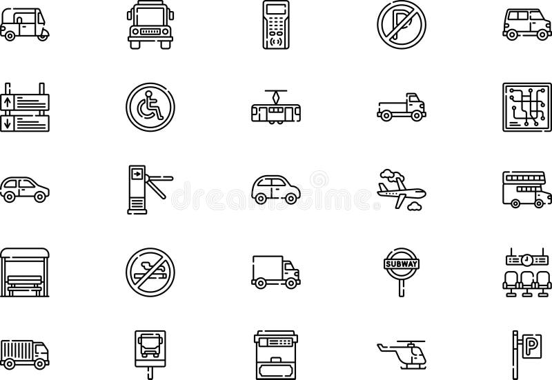 Public Transportation Icons Collection is a Vector Illustration with ...