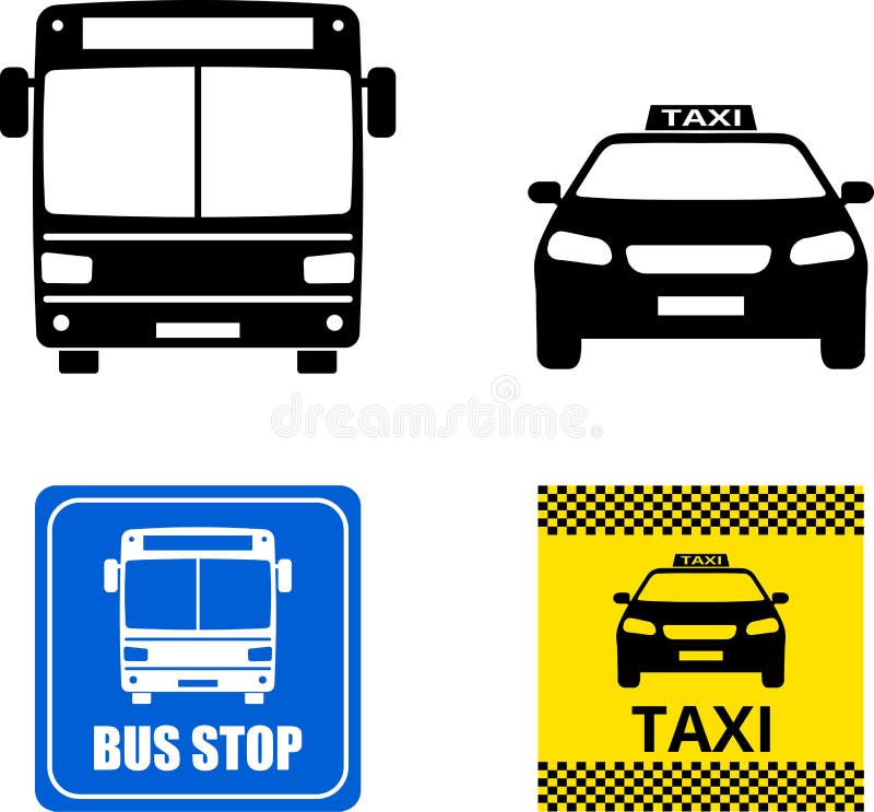 Public Transportation Icons and Signs Stock Vector - Illustration of ...