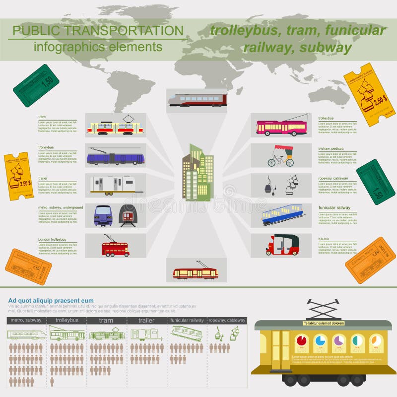 Public Transportation Infographics. Tram, Trolleybus; Subway Stock ...