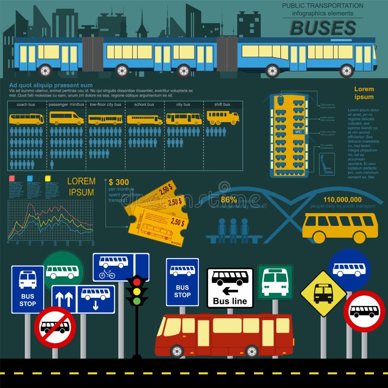 Public Transportation Ingographics. Buses Stock Vector - Illustration ...