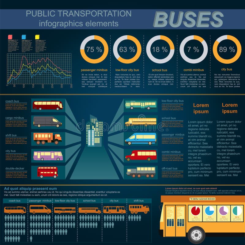 Public Transportation Ingographics. Buses Stock Vector - Illustration ...