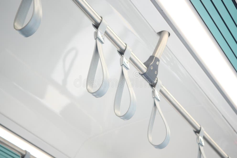 Public Transportation Interior with Hand Straps for Passengers Stock ...