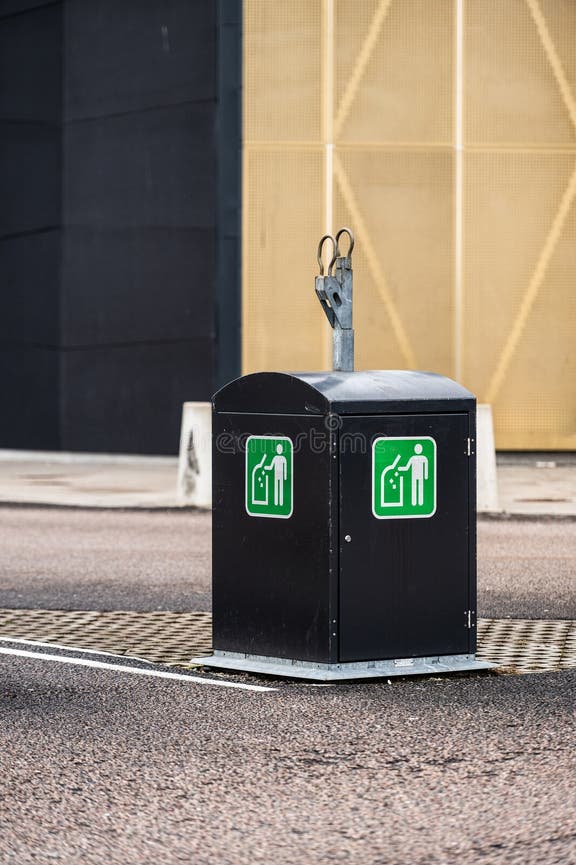 Public Trash Can Embedded into the Ground.. Stock Photo - Image of ...