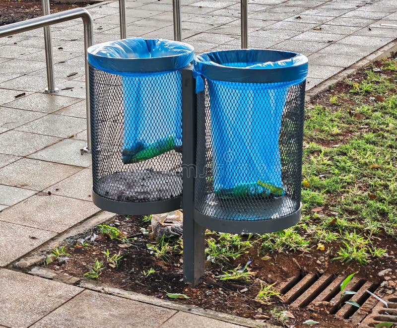 Public Trash Can Full of Garbage in the City Stock Image - Image of ...