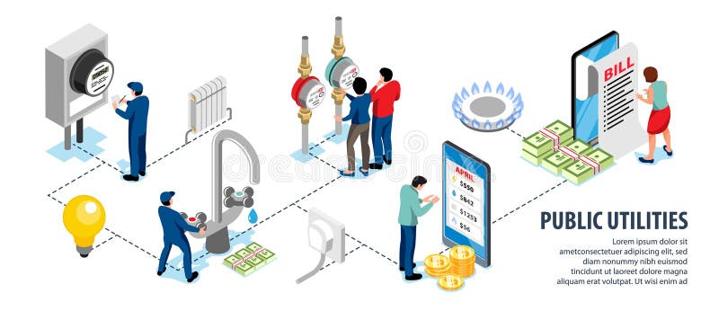 Public Utilities Isometric Infographics Stock Vector - Illustration of ...