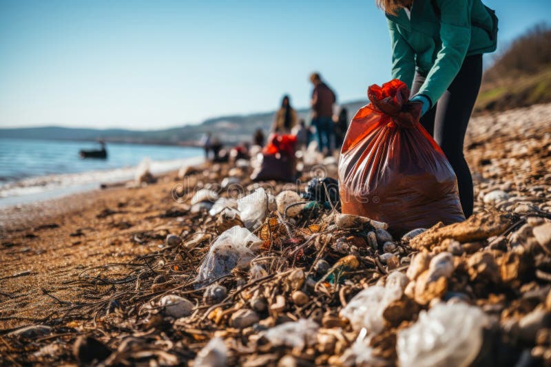 Public Works Garbage Collection in a Beach Generative Ai Stock ...