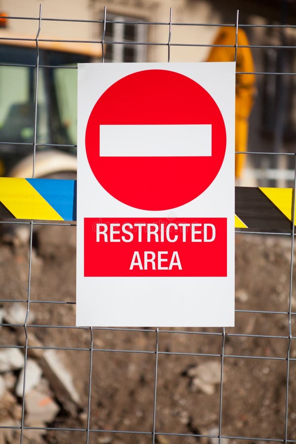 Public Works Zone. Restricted Area. Stock Image - Image of excavator ...