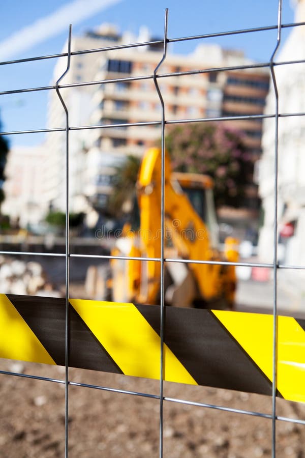 Public Works Zone. Restricted Area. Stock Photo - Image of access ...