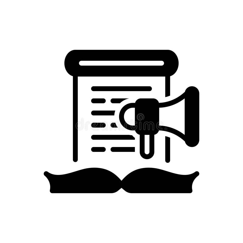 Black Solid Icon for Publication, Release and Press Stock Illustration ...