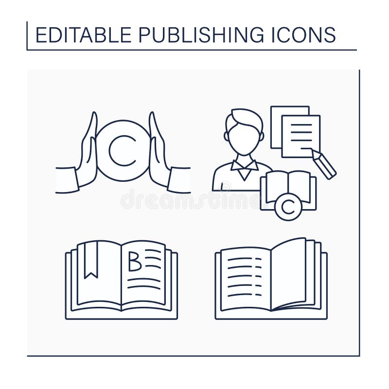 Publishing line icons set stock vector. Illustration of publish - 235562081