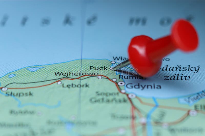 Puck, Poland pin on map stock image. Image of baltic - 370907047
