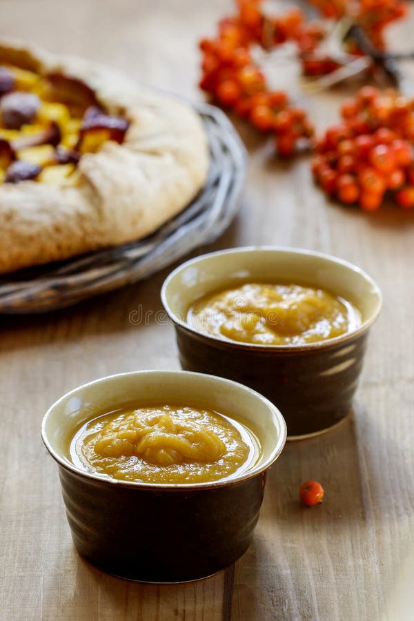 Pudding in Black Bowl, Autumn Setting Stock Image - Image of food ...