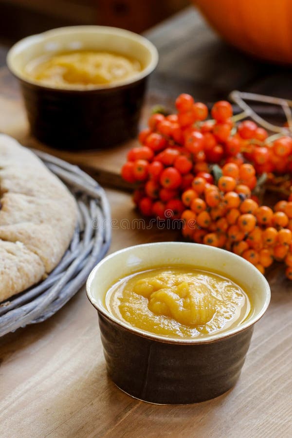 Pudding in Black Bowl, Autumn Setting Stock Image - Image of food ...