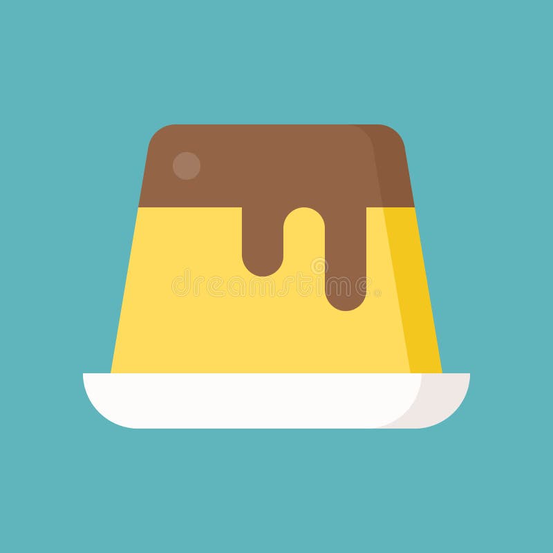 Pudding and Chocolate Sauce, Simple Icon in Flat Style, Bakery a Stock ...