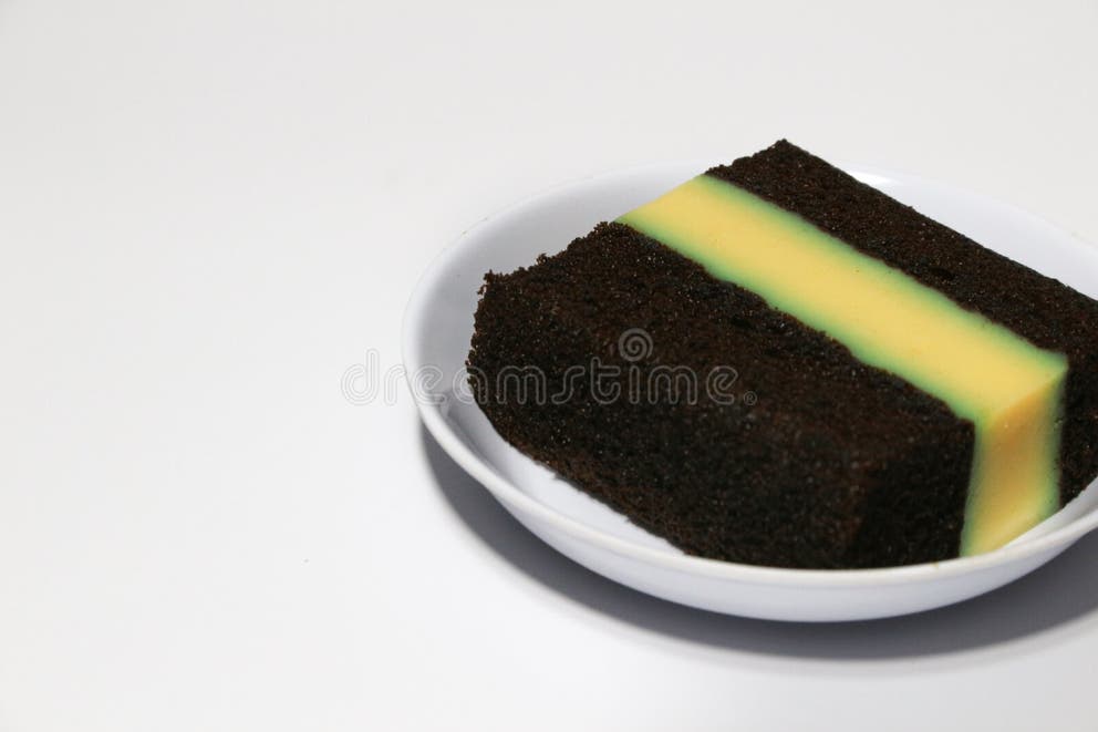 Pudding-covered Sponge Cake or Chocolate-covered Sponge Cake. Selective ...