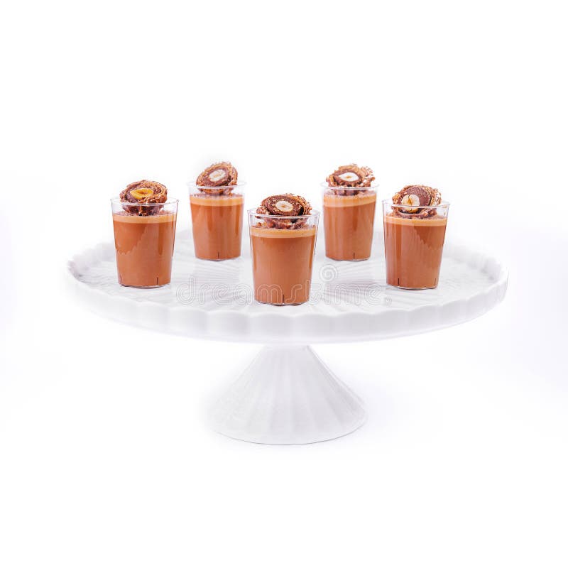 Pudding Cups Arranged in a Circular Presentation Stock Image - Image of ...