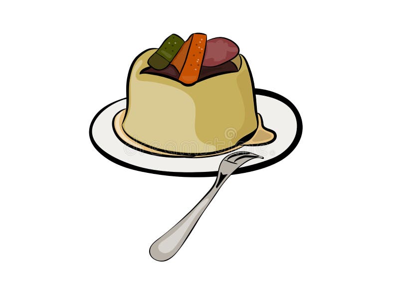 Custard Pudding In Glass. Hand Draw Vector Stock Vector - Illustration ...