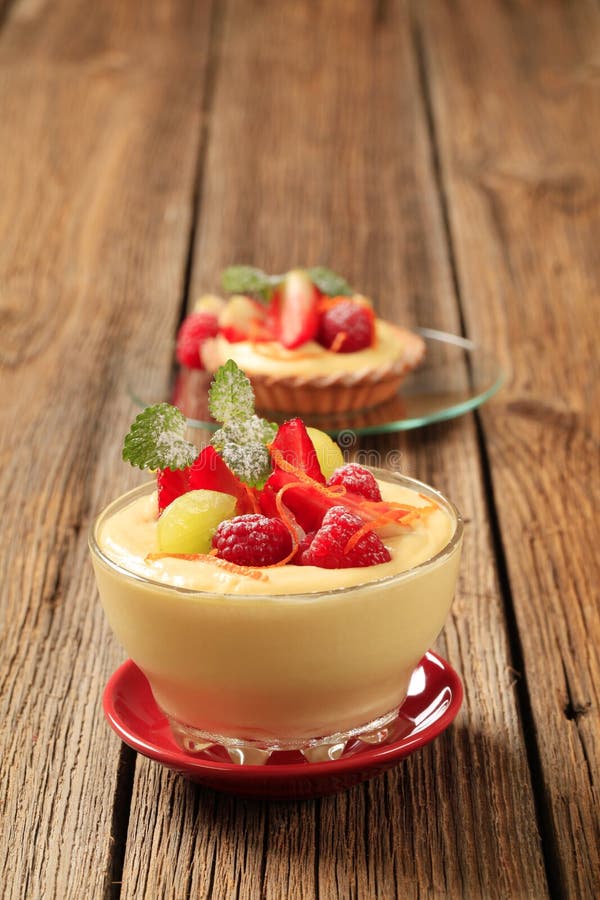 Pudding and fruit stock photo. Image of banana, bowl - 18968990