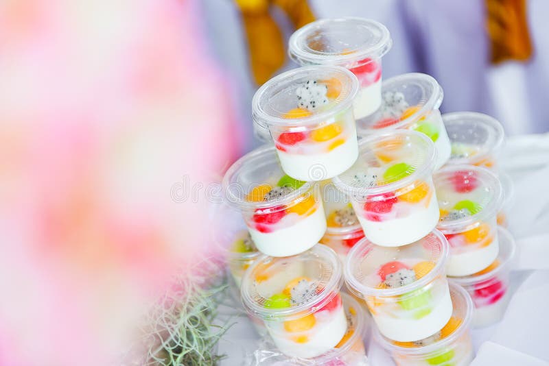 The Pudding Fruit Salad , Fruit Salad Topping on Tofu Stock Image ...