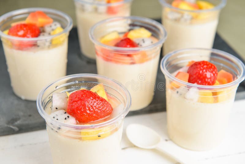 Pudding fruit salad stock photo. Image of soya, chinese - 78354274