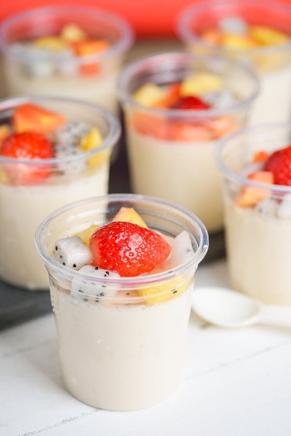 Pudding fruit salad stock photo. Image of food, soft - 78354306