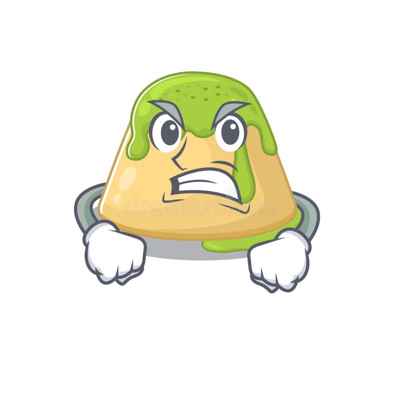 Pudding Green Tea Cartoon Character Design with Angry Face Stock Vector ...