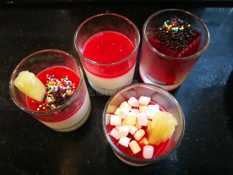 Pudding Jelly with Variety of Topping Stock Image - Image of milk ...