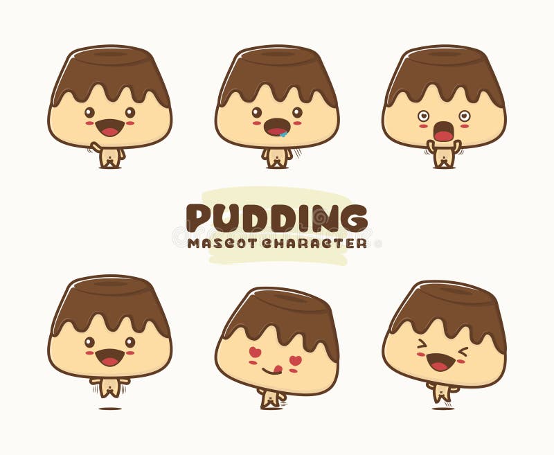 Pudding Mascot, with Different Poses Stock Vector - Illustration of ...