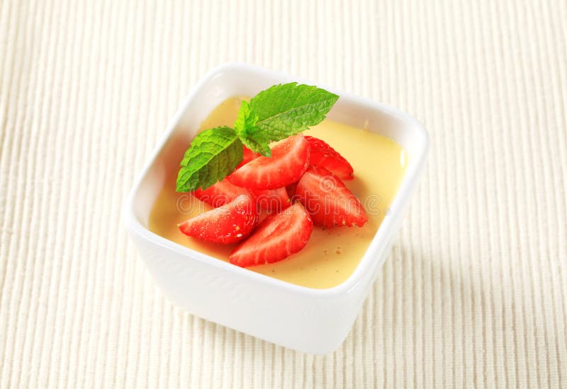 Pudding with strawberries stock photo. Image of dessert - 31537208