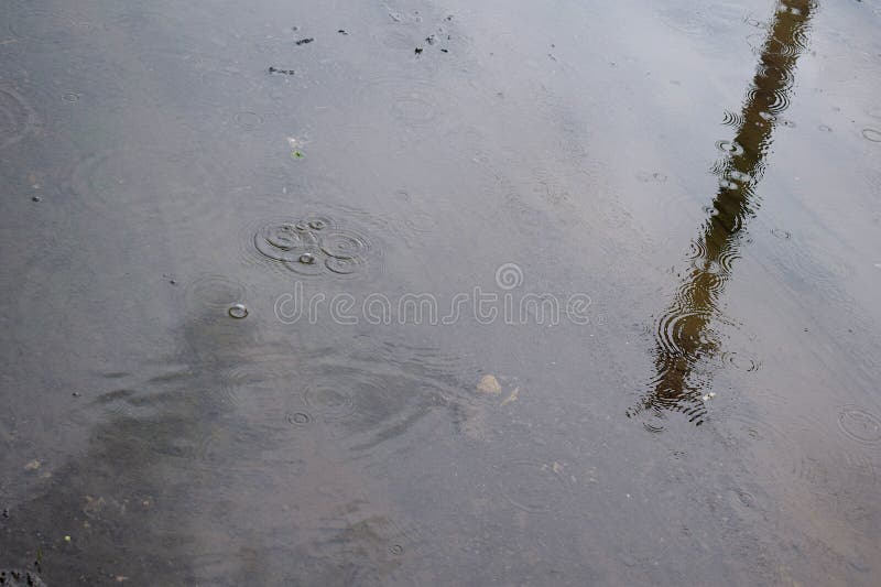 A Puddle with Circles from Raindrops Stock Photo - Image of abstract ...