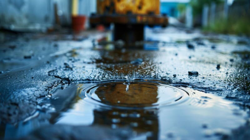 A Puddle of Clean and Clear Water Under the Pump Evidence of Its ...