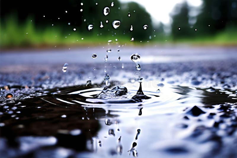 Puddle of Drops a Small Puddle Formed by Clustered Droplets at T Stock ...