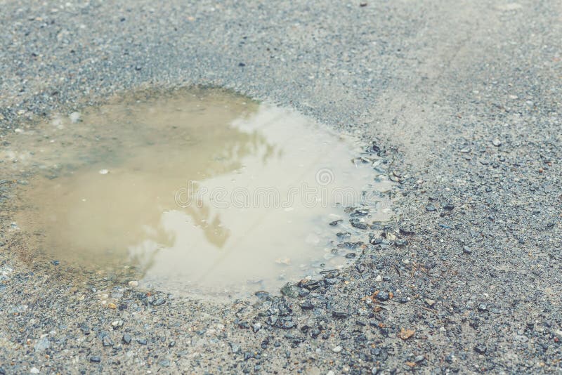 Puddle on ground. stock image. Image of rain, soil, puddle - 96371721
