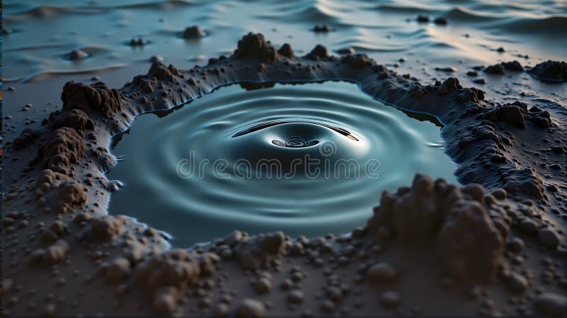 Puddle oil in ground stock illustration. Illustration of droplets ...