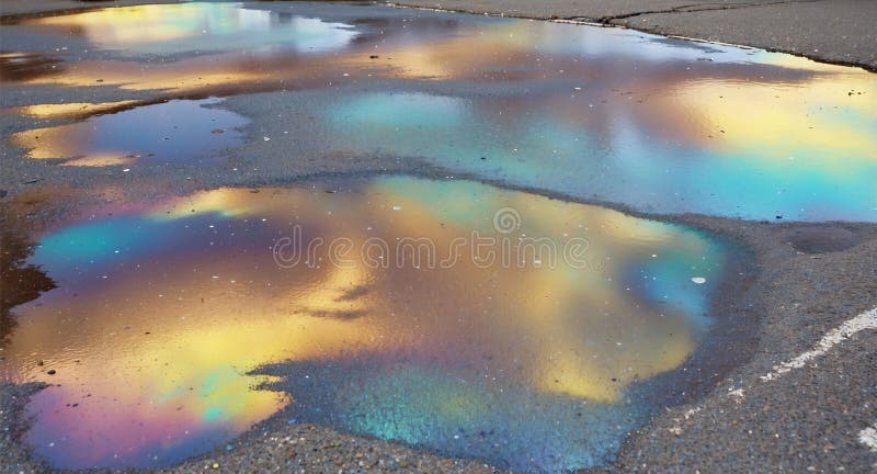 Puddle on a Paved Surface. the Puddle is Reflecting the Sky, Creating a ...