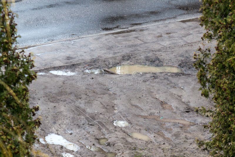 Puddle after the rain stock photo. Image of rain, country - 68991824