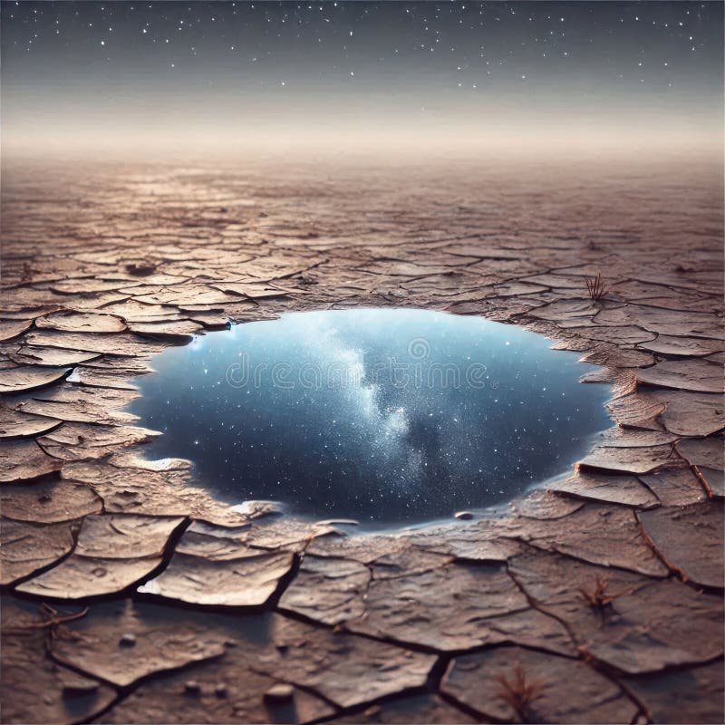 Puddle on Earth Road in the Evening and a Village in Background Stock ...