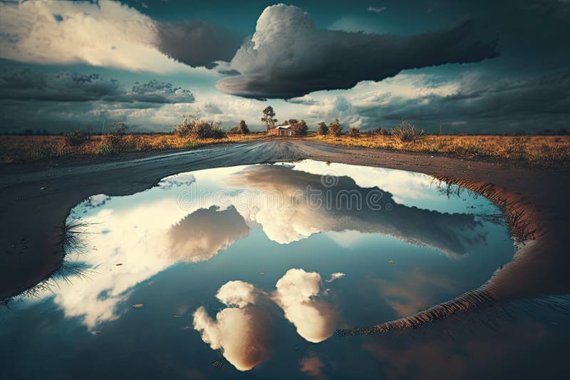 Reflection Sky Puddle Stock Illustrations – 225 Reflection Sky Puddle ...
