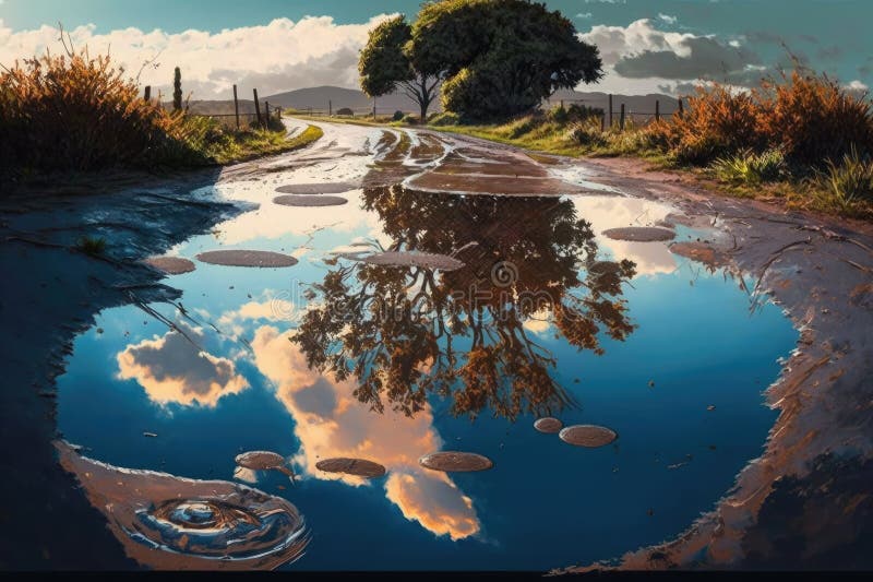 Puddle Reflections Stock Illustrations – 247 Puddle Reflections Stock ...