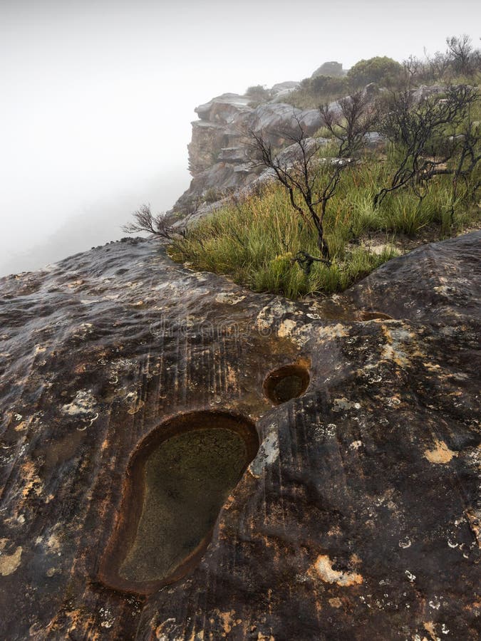 Puddle in the Rocks of a Mountain in Mist Stock Image - Image of ...