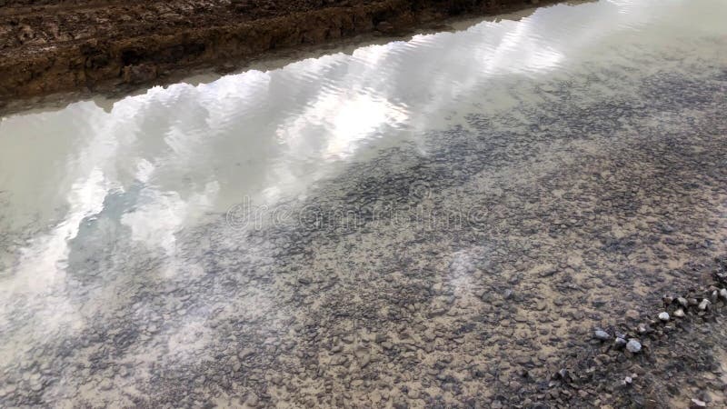 Puddle on the Soil Surface of a Construction Site. Stock Footage ...