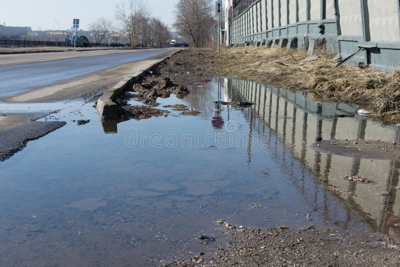 Puddle of water stock photo. Image of pull, city, rain - 88291956