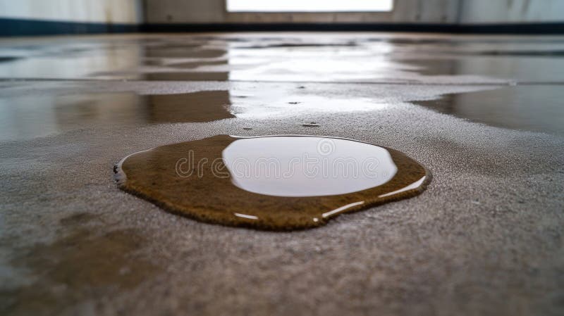 A Puddle of Water on the Floor with a Window in it, AI Stock Image ...