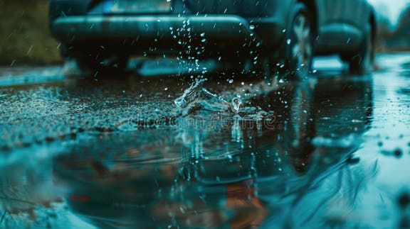 Water Puddle Car stock image. Image of city, generated - 374635239